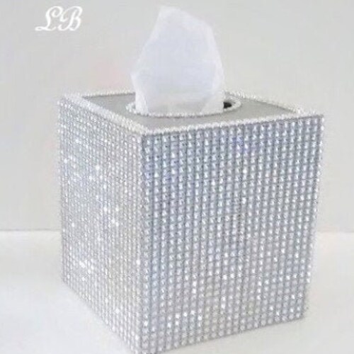 SILVER GLITTER & DIAMOND Wrap Tissue Box Cover-fine - Etsy