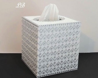 Rhinestone Square Tissue Box - Etsy