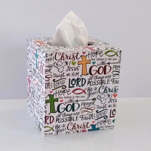INSPIRATIONAL TISSUE BOX Cover - Words of Faith and Scripture Square ...