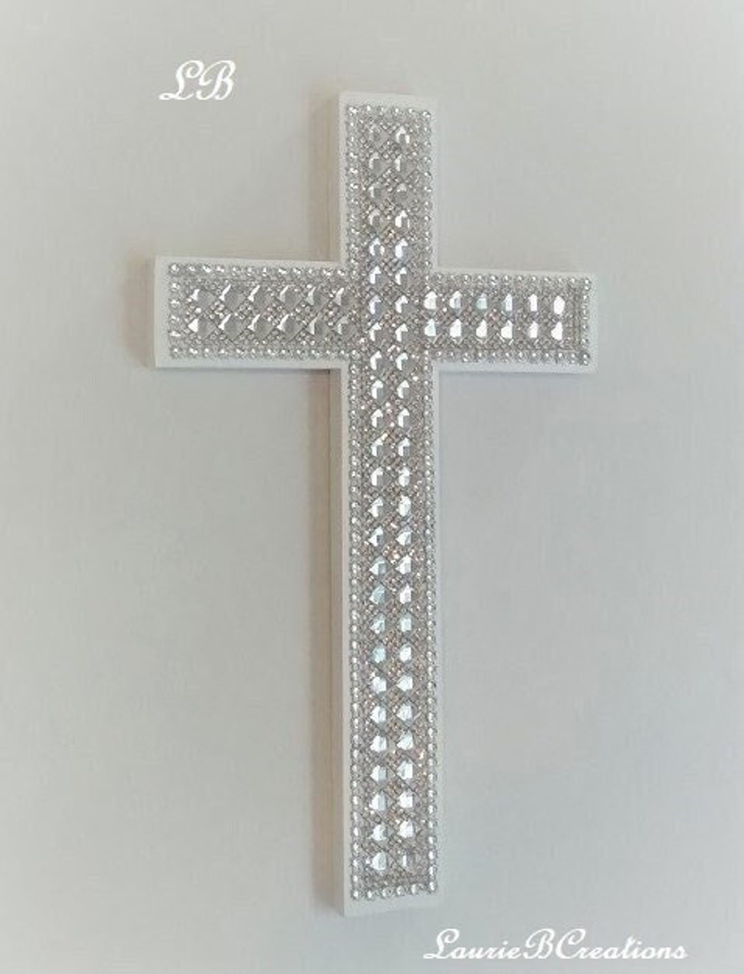 BLING WALL Cross-handpainted Cross W/sparkling Glass Crystal Rhinestone ...