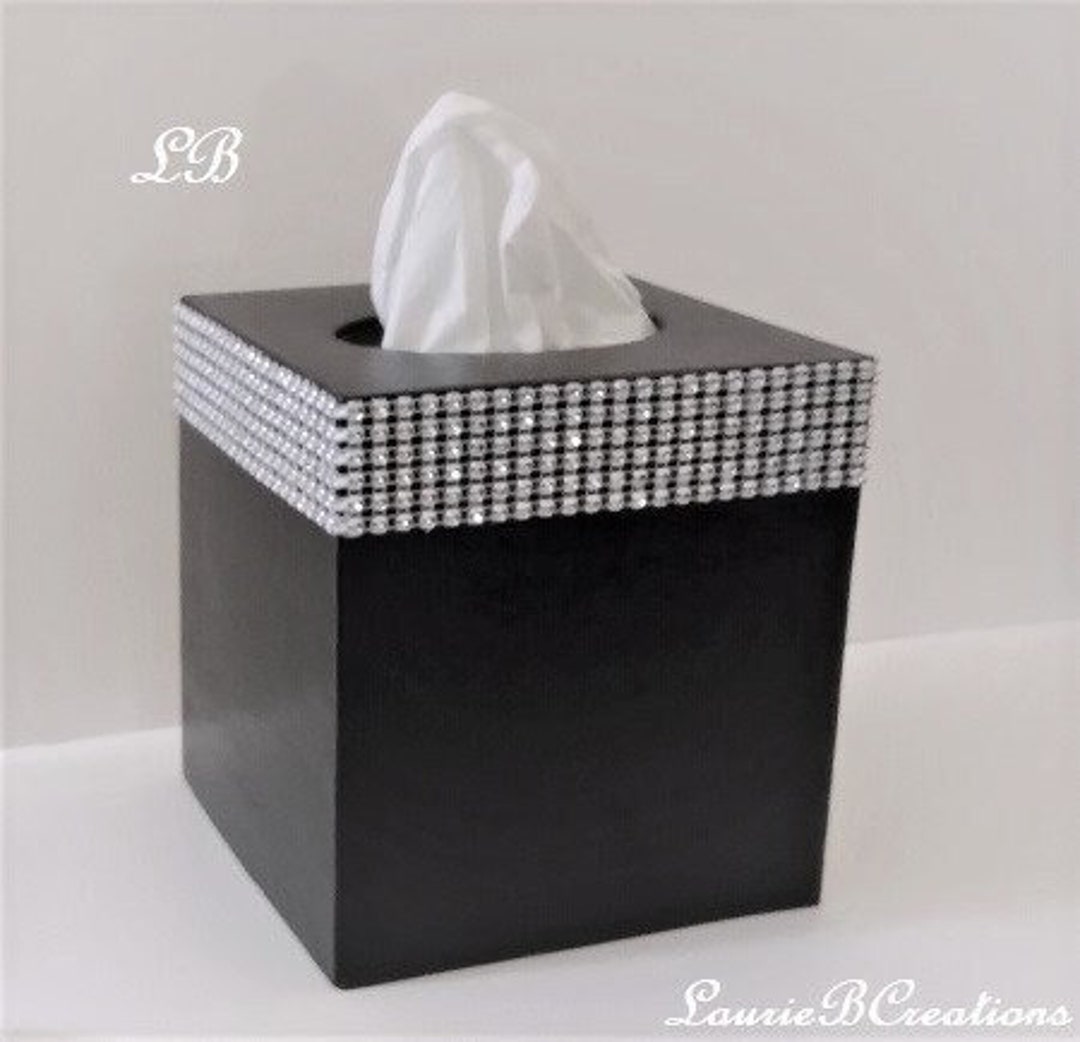 BLING TISSUE BOX Cover - Handpainted in a Variety of Colors W/silver ...