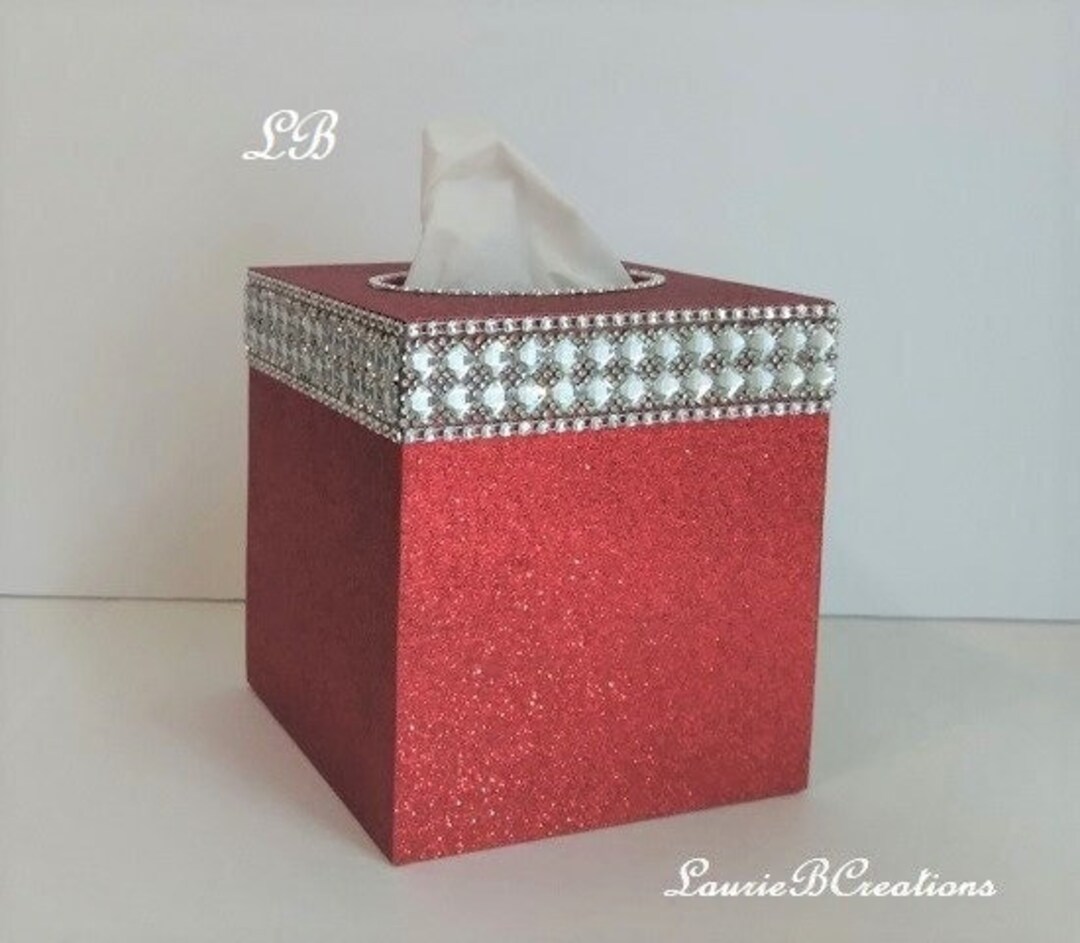 GLITTER & BLING Tissue Box Cover-fine Glitter W/crystal Glass ...