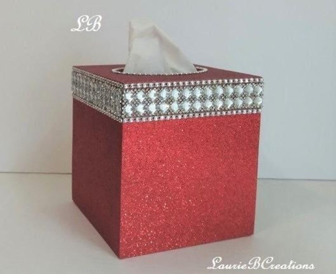 GLITTER & BLING Tissue Box Cover-fine Glitter W/crystal Glass ...
