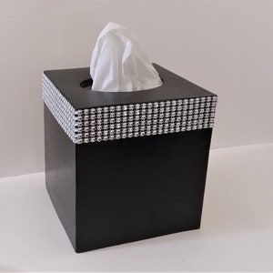 BLING TISSUE BOX Cover - Handpainted in a Variety of Colors W/silver ...