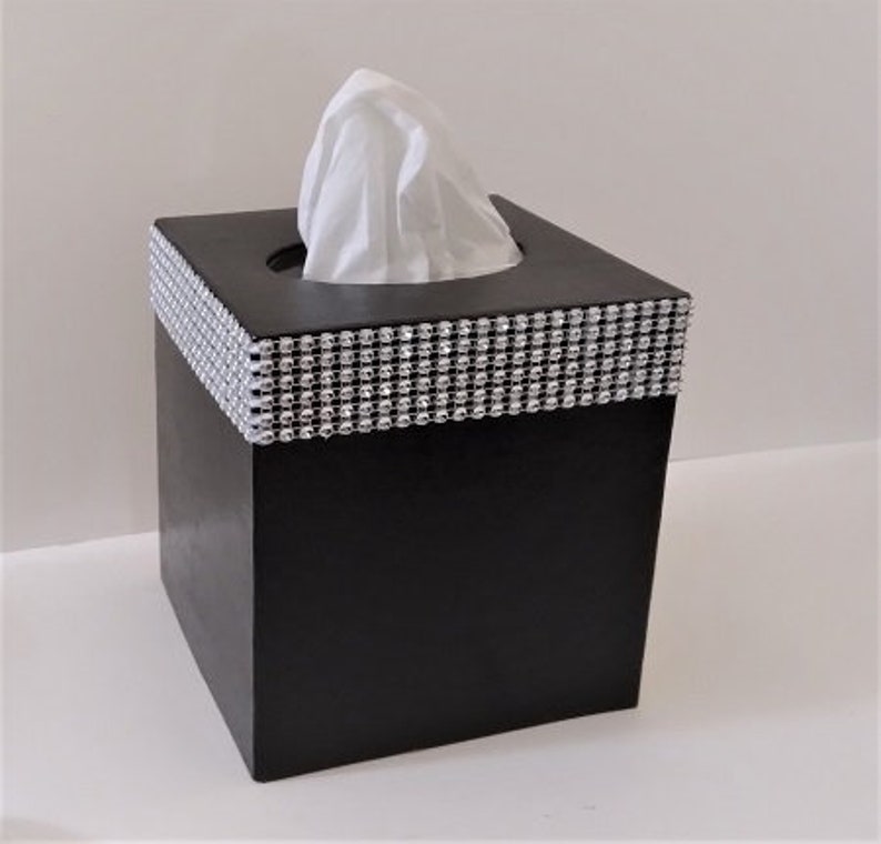 BLING TISSUE BOX Cover - Handpainted in a Variety of Colors W/silver ...