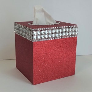 GLITTER & BLING Tissue Box Cover-fine Glitter With Crystal Glass ...