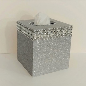 GLITTER & BLING Tissue Box Cover-fine Glitter With Crystal Glass ...