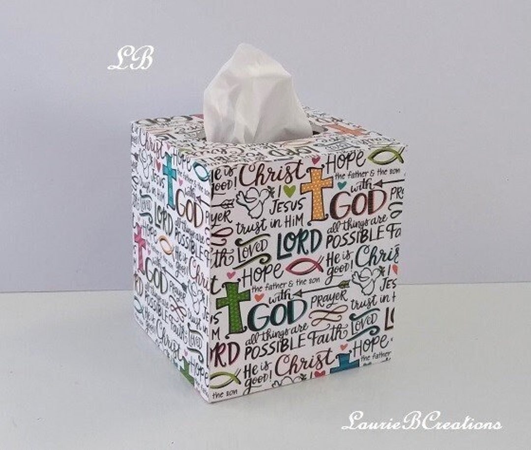 INSPIRATIONAL TISSUE BOX Cover Words of Faith and Scripture Square ...