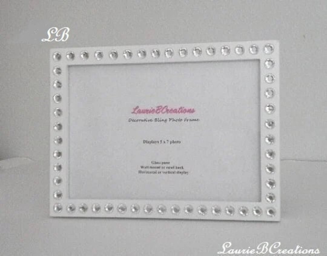 BLING PICTURE FRAME - Black or White W/ Clear Rhinestones - for 4 X 6 ...