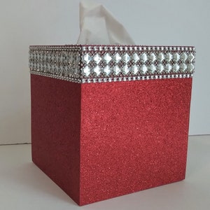 GLITTER & BLING Tissue Box Cover-fine Glitter With Crystal Glass ...