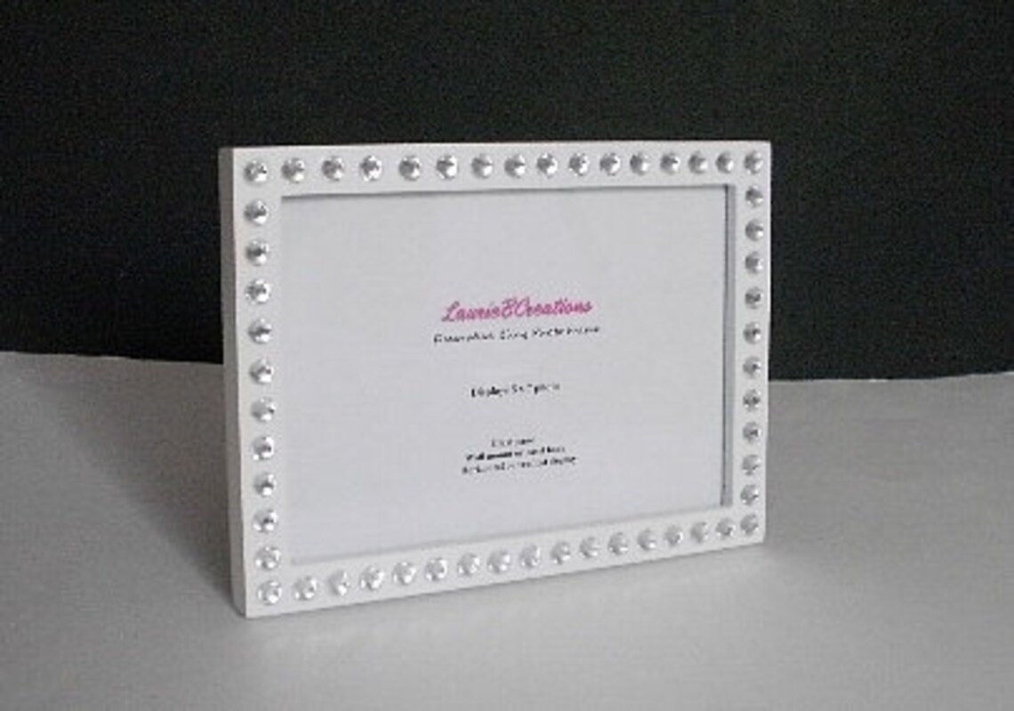 BLING PICTURE FRAME Black or White W/ Clear Rhinestones - Etsy