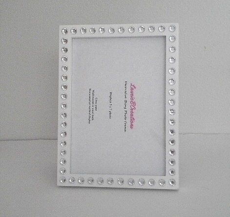 BLING PICTURE FRAME Black or White w/ Clear Rhinestones | Etsy