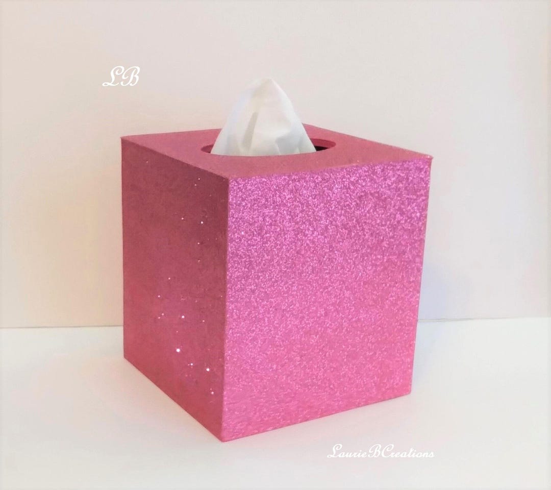 GLITTER TISSUE BOX Cover-pink/raspberry Fine Glitter or Choose From ...