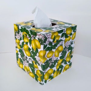 LEMON TISSUE BOX Cover Decoupage With Lemons, Leaves and Blooms on ...