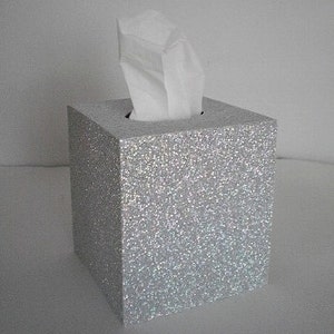 SILVER GLITTER TISSUE Box Cover-super Sparkling Octagon/prisma Glitter ...