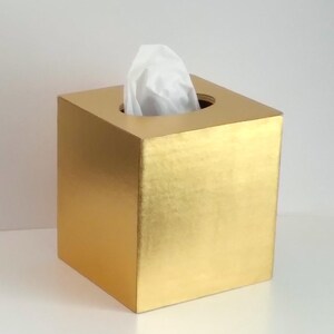 METALLIC GOLD TISSUE Box Cover Smooth Vinyl Square Tissue Holder, Faux ...