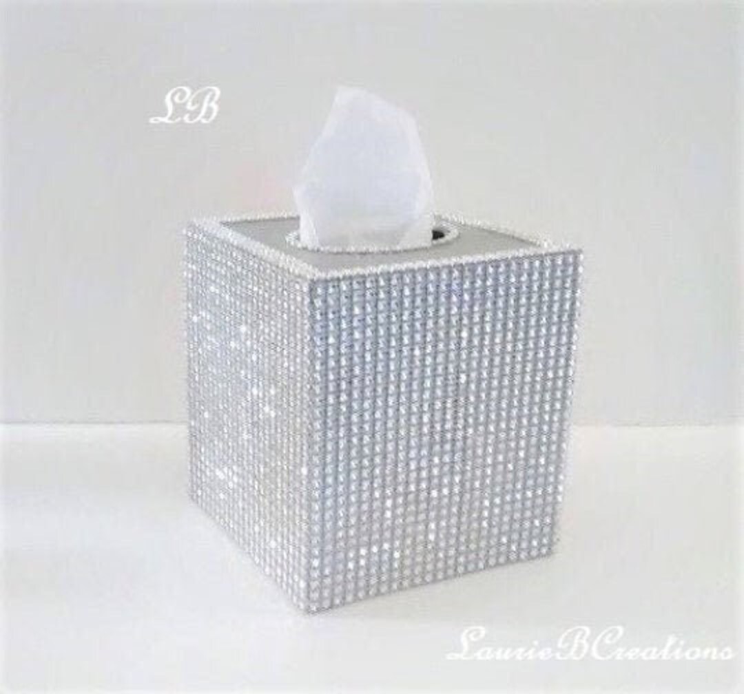 BLING TISSUE BOX Cover-silver or Gold Diamond Wrap Square Tissue Holder ...