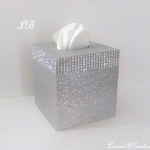 SILVER GLITTER & DIAMOND Wrap Tissue Box Cover-fine - Etsy