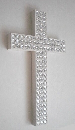 BLING WALL CROSS Handpainted Wood Cross W/ Sparkling Clear - Etsy
