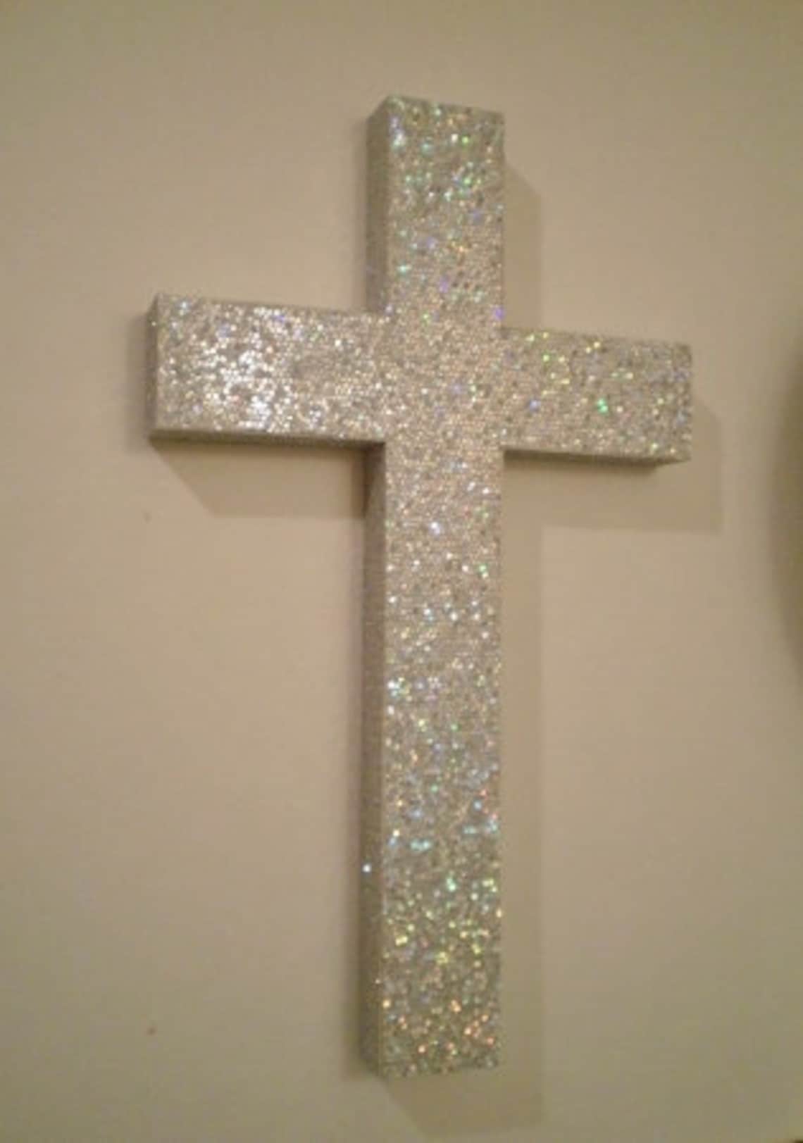 SILVER GLITTER Wall Cross Decorative Super Sparkling - Etsy