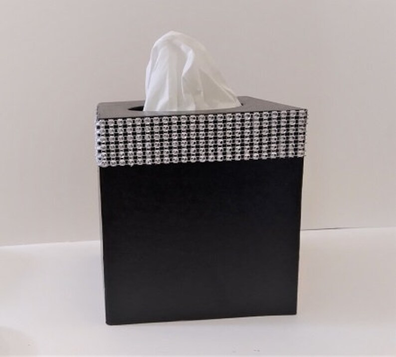BLING TISSUE BOX Cover - Handpainted in a Variety of Colors W/silver ...