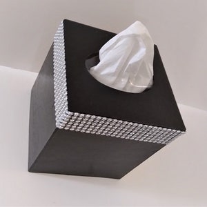 BLING TISSUE BOX Cover - Handpainted in a Variety of Colors W/silver ...