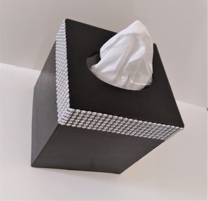 BLING TISSUE BOX Cover - Handpainted in a Variety of Colors W/silver ...