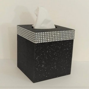 GLITTER & DIAMOND WRAP Tissue Box Cover- Aqua Blue Fine Glitter or a ...