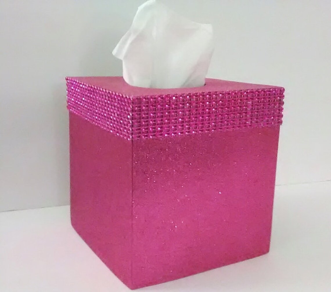 PINK GLITTER & DIAMOND Wrap Square Tissue Box Cover-sparkling - Etsy