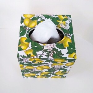 LEMON TISSUE BOX Cover Decoupage With Lemons, Leaves and Blooms on ...
