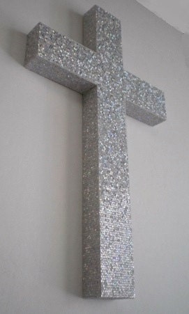 SILVER GLITTER Wall Cross Decorative Super Sparkling - Etsy