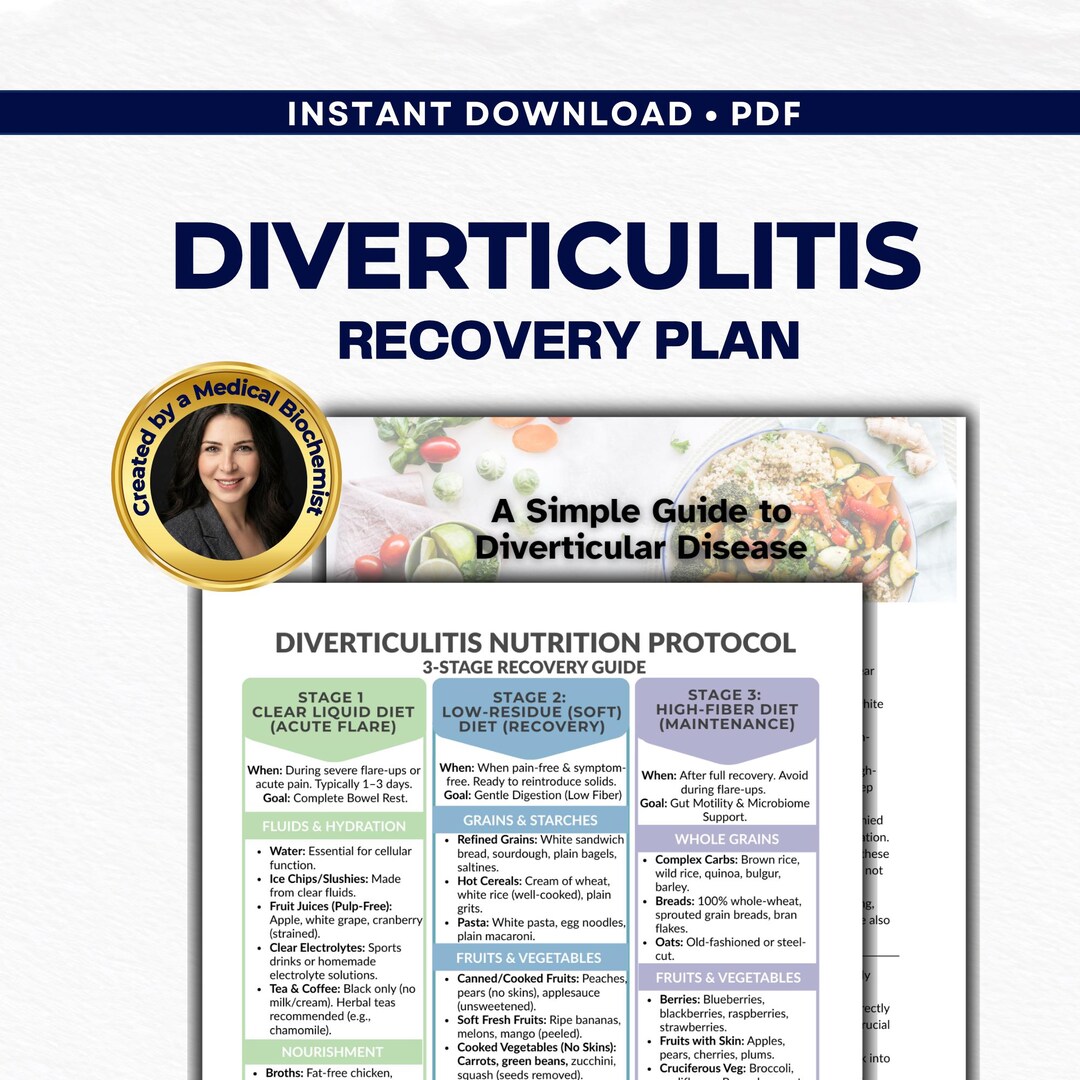 Diverticulitis Food List, 3 Stage Diet Plan, Flare up Recovery Guide ...