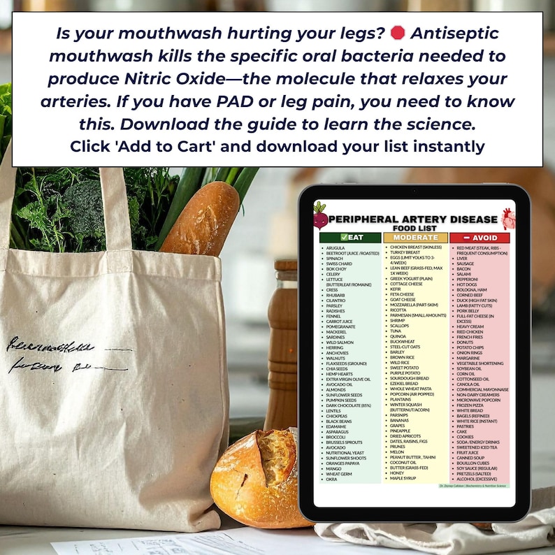 PAD Diet Food List, Peripheral Artery Disease Guide, Nitric Oxide ...