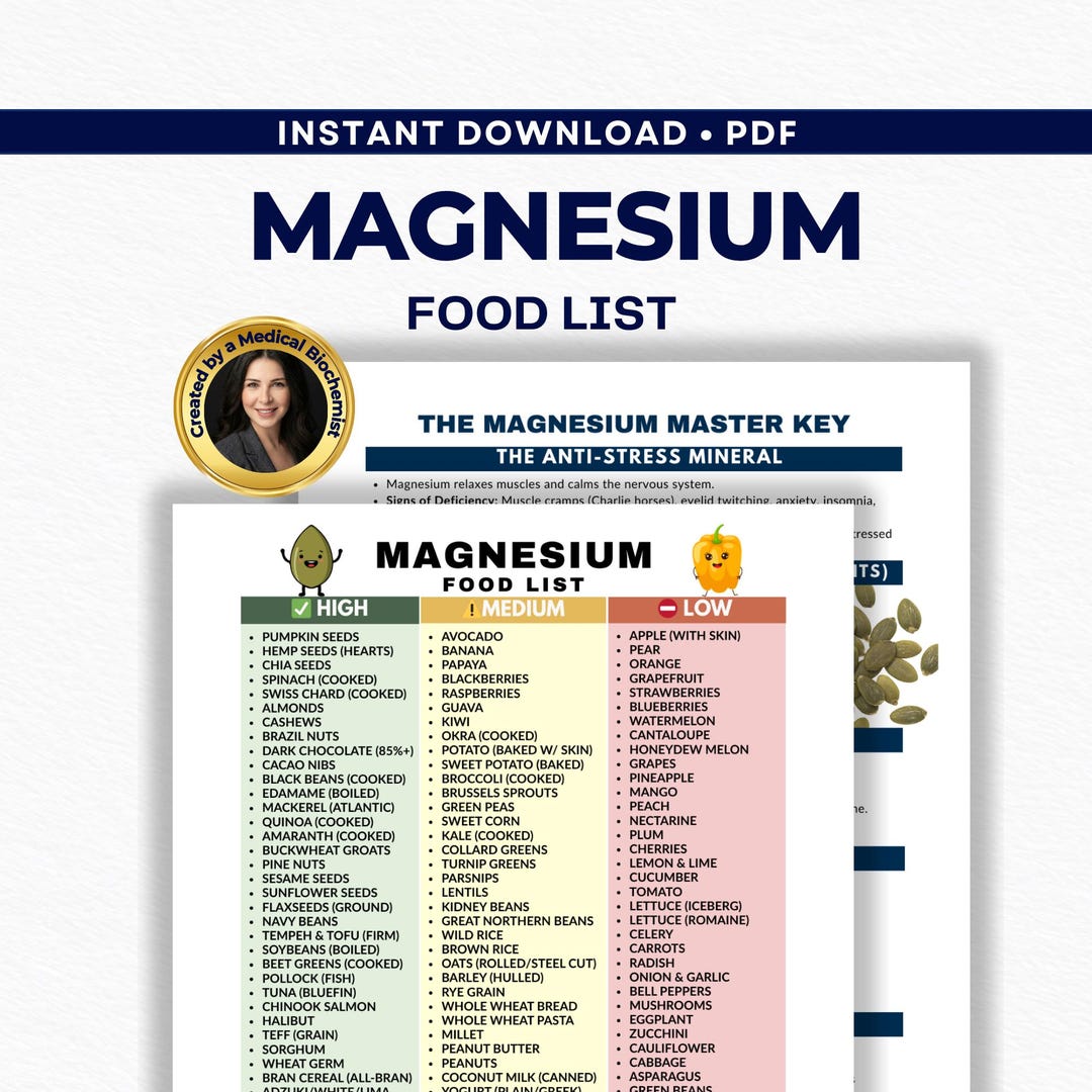 Magnesium Food List PDF – High Magnesium Diet Guide, Nutrition Cheat ...