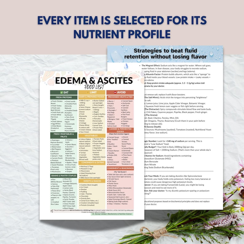 Edema Ascites Diet Food List | Low Sodium, Liver Health (PDF) - Etsy
