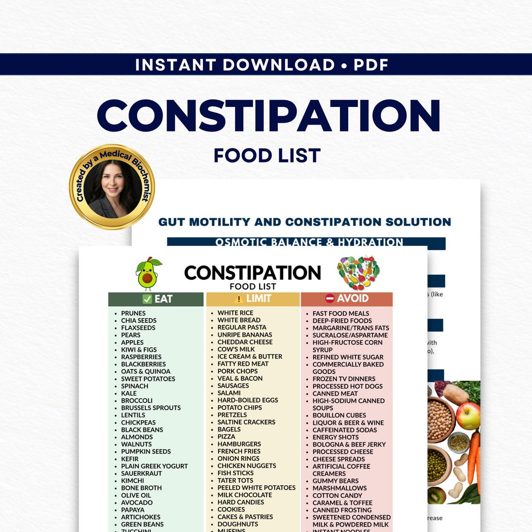 Constipation Food List PDF – High Fiber Diet Guide, Gut Motility ...
