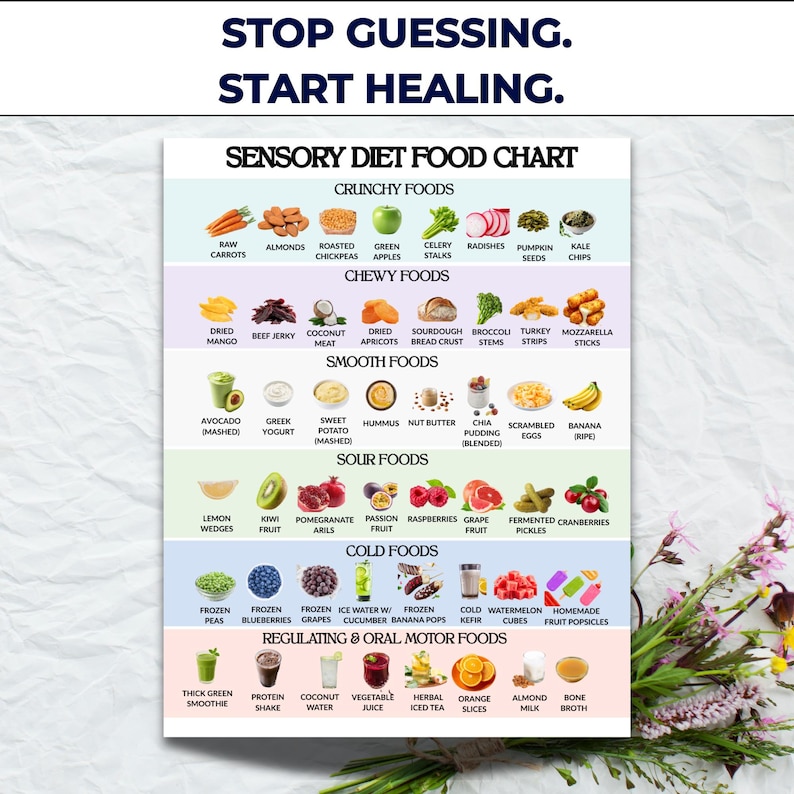 Visual Sensory Diet Food Chart, ADHD and Autism Meal Planner, Picky ...