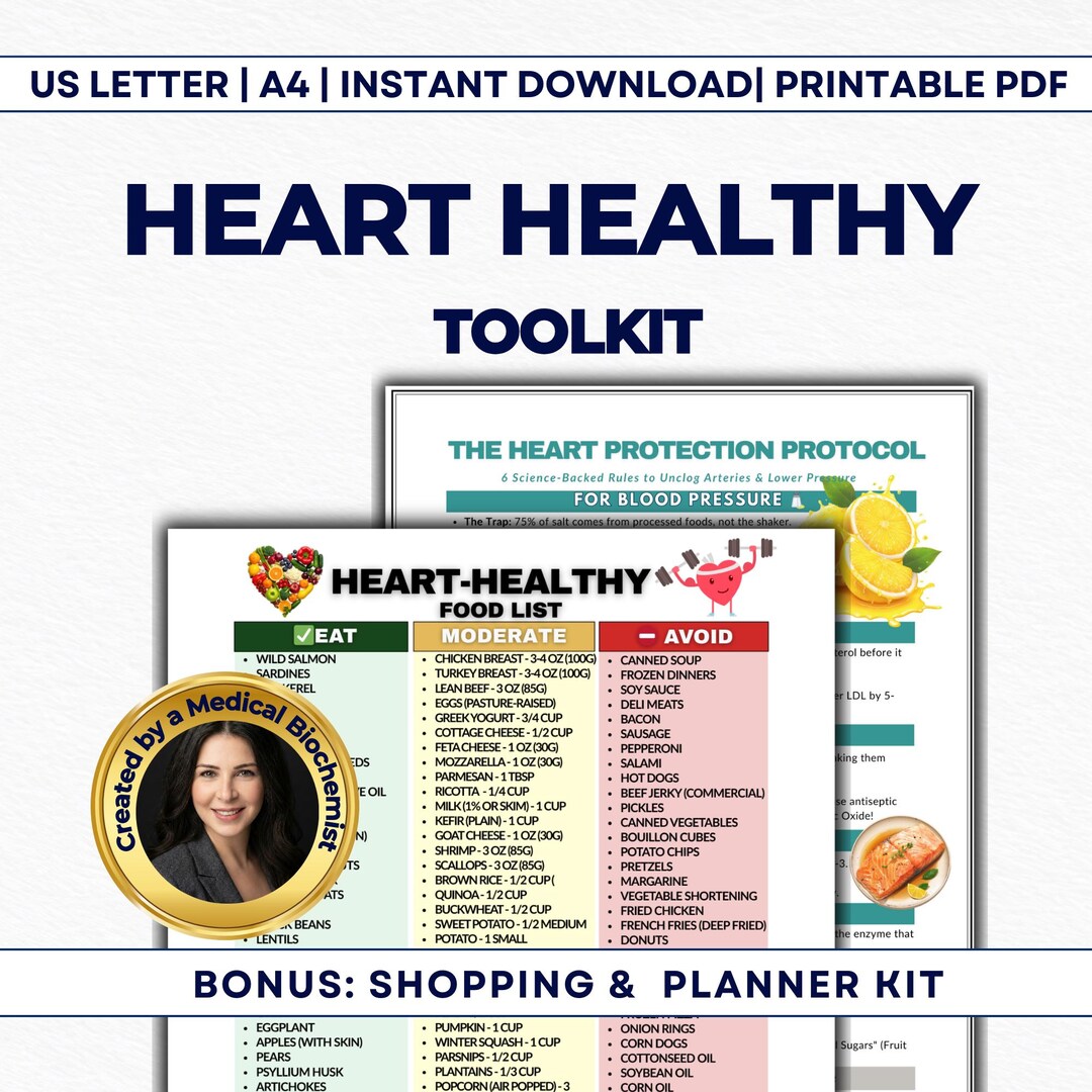 Heart Health Food List PDF – DASH Diet & Cholesterol Guide, Low Sodium ...