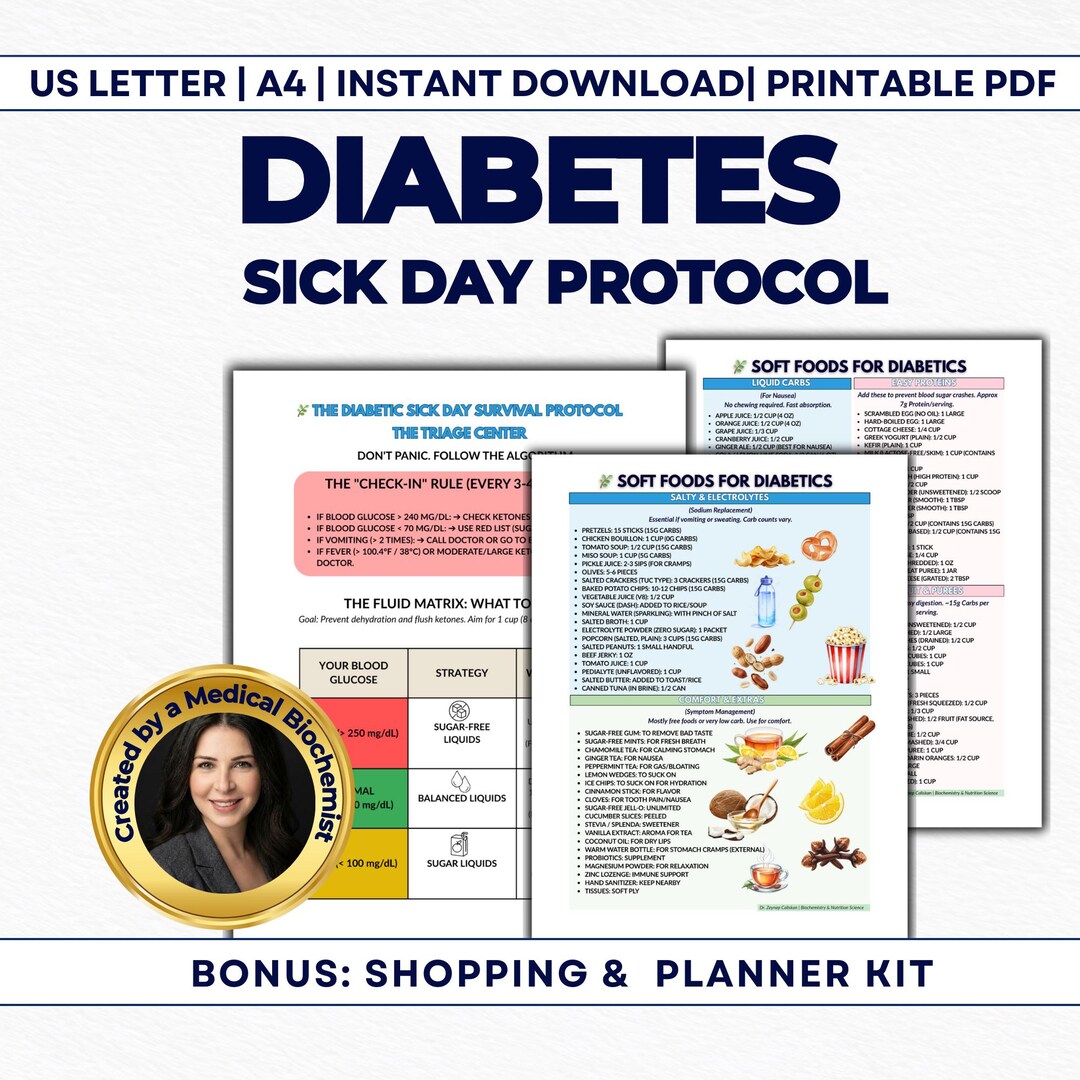Diabetes Sick Day Plan PDF – Type 1 & 2 Emergency Rules, Ketone Log - Etsy