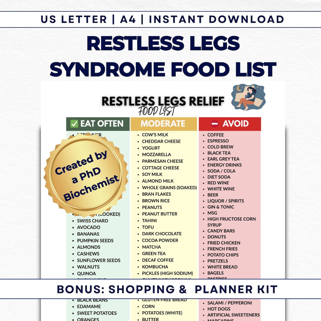 Restless Leg Syndrome Diet Food List PDF | RLS Natural Relief | Low ...