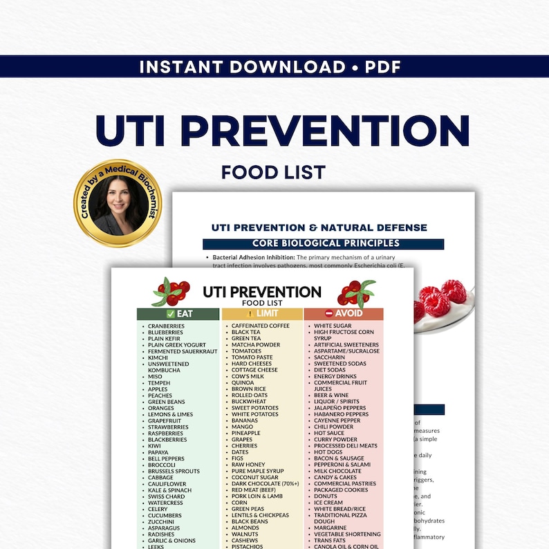 Bladder Health Food List – UTI Diet PDF, Cystitis Nutrition Guide ...