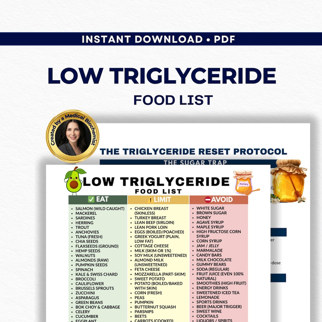 Low Triglyceride Food List PDF – Heart Healthy Diet Guide, Cholesterol ...