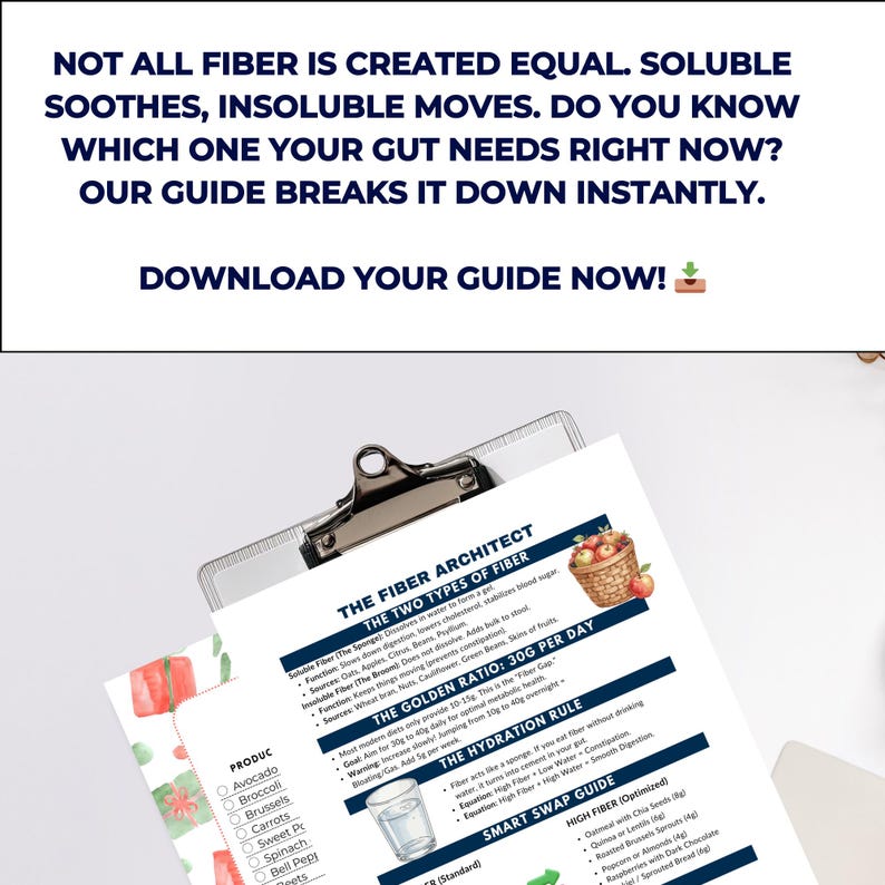 High Fiber Food List PDF – Soluble Vs Insoluble Guide, Gut Health Chart ...