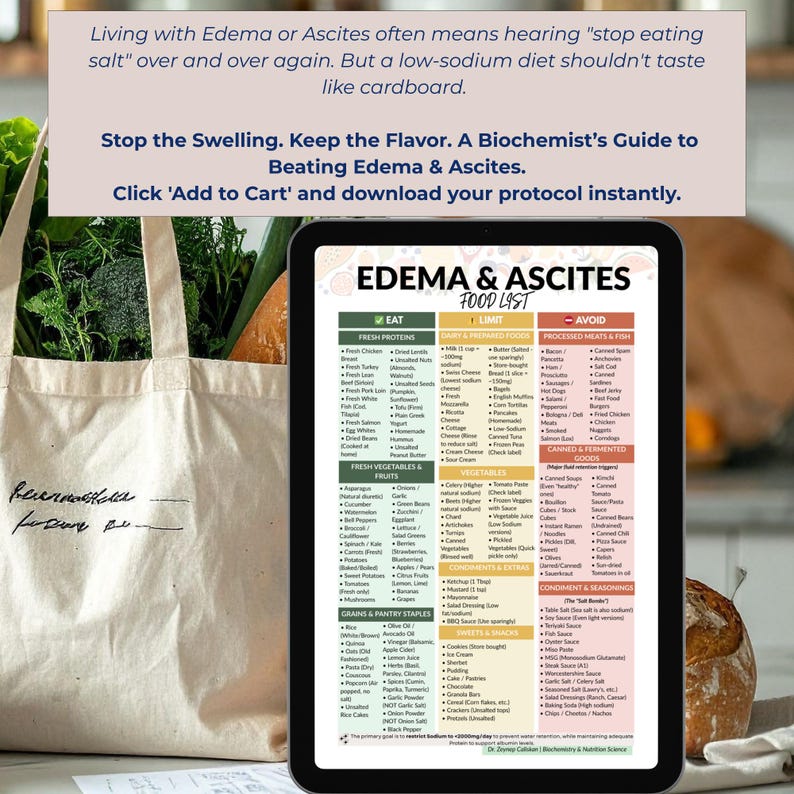 Edema Ascites Diet Food List | Low Sodium, Liver Health (PDF) - Etsy