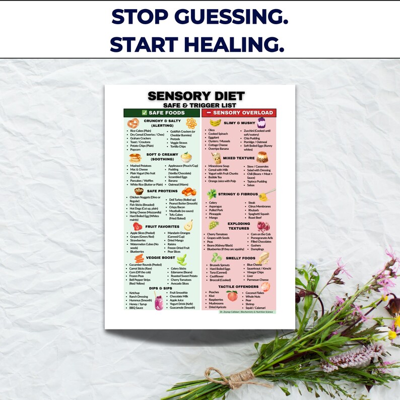 Sensory Diet Food List PDF, ARFID & Autism Meal Guide, ADHD Regulation ...