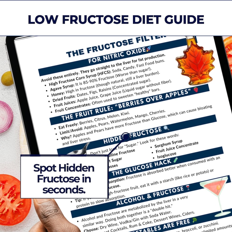 Low Fructose Diet Food List PDF, Low Sugar Food Chart, Fructose ...