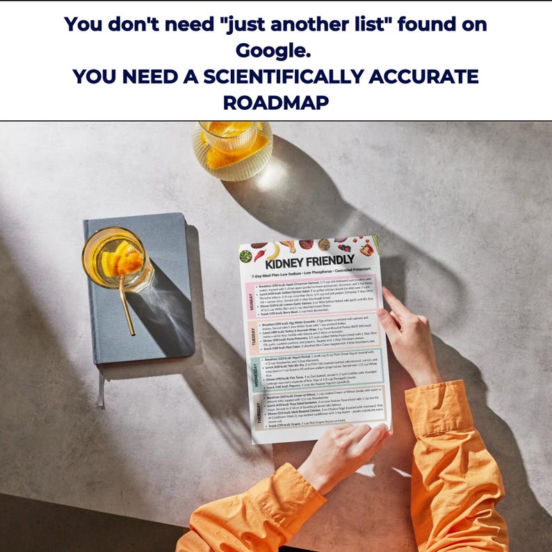 7-day Kidney Friendly Meal Plan, Low Sodium, Phosphorus Diet (PDF ...