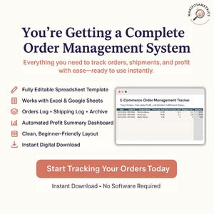 E-commerce Order Management Tracker, Excel & Google Sheets (digital ...