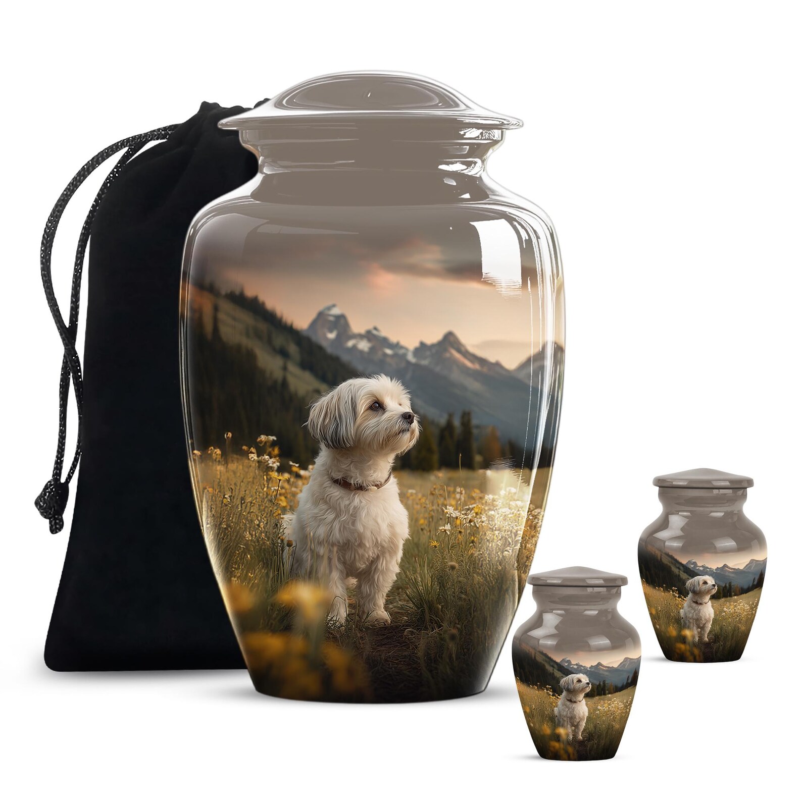 Personalized Dog Urn – Pet Memorial Keepsake Urn for Ashes – Mountains ...