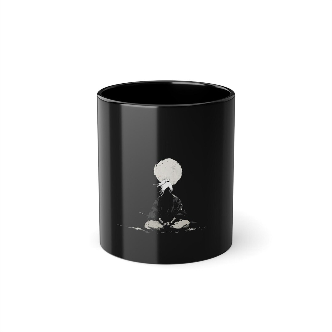 Minimal Samurai Mug - Black and White Design - Warrior Under the Moon ...